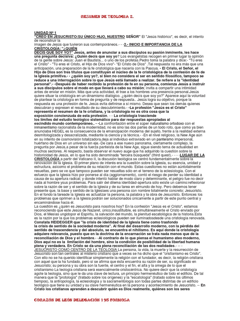 Resumen para Final de Teologia 2 - 230724 - 201544 | PDF