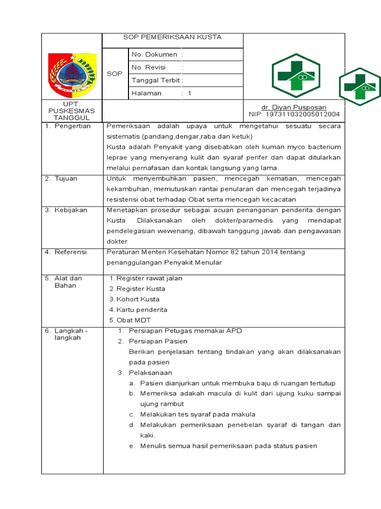 Sop Pemeriksaan Kusta | PDF