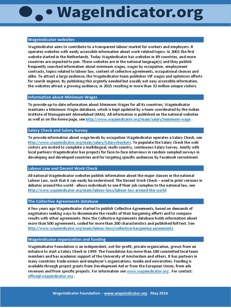 WageIndicator Foundation | PDF | Cost Of Living | Collective Bargaining