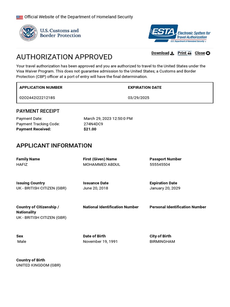 Official ESTA Application Website, U.S. Customs and Border Protection ...