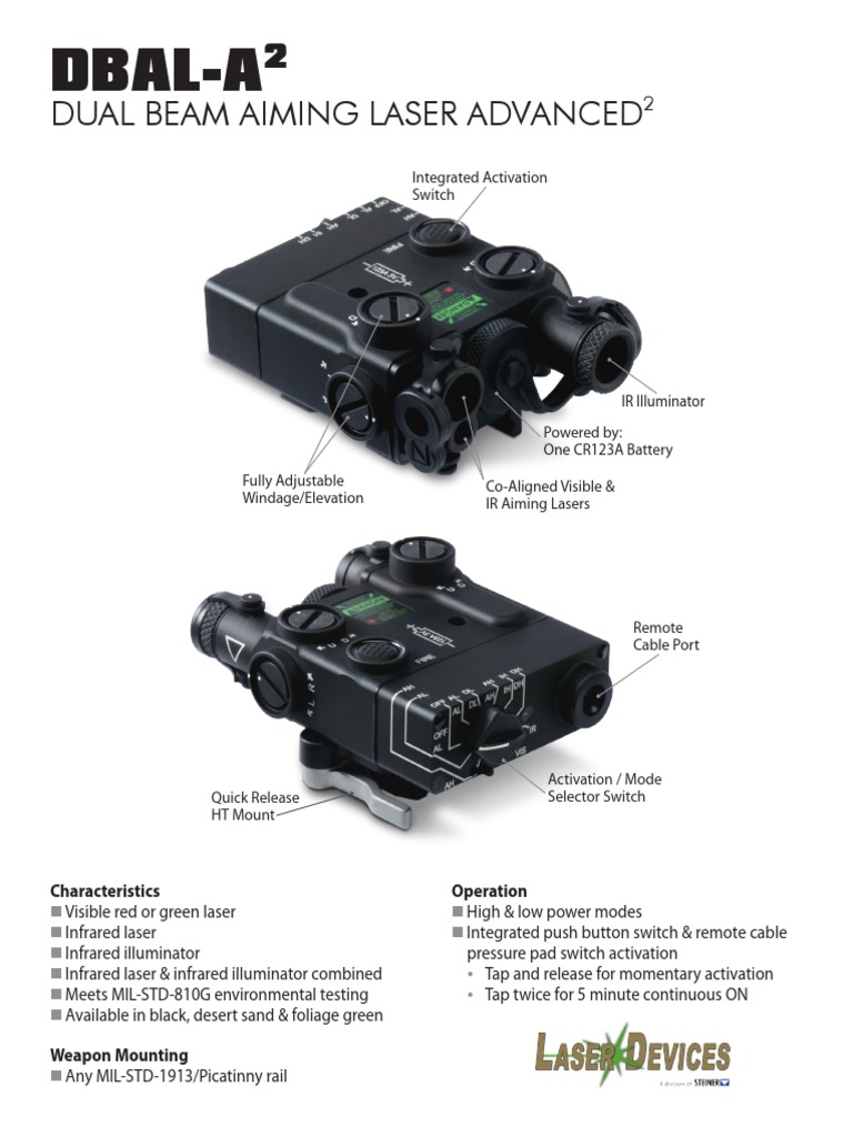 Dbal-A: Dual Beam Aiming Laser Advanced | PDF | Infrared | Equipment