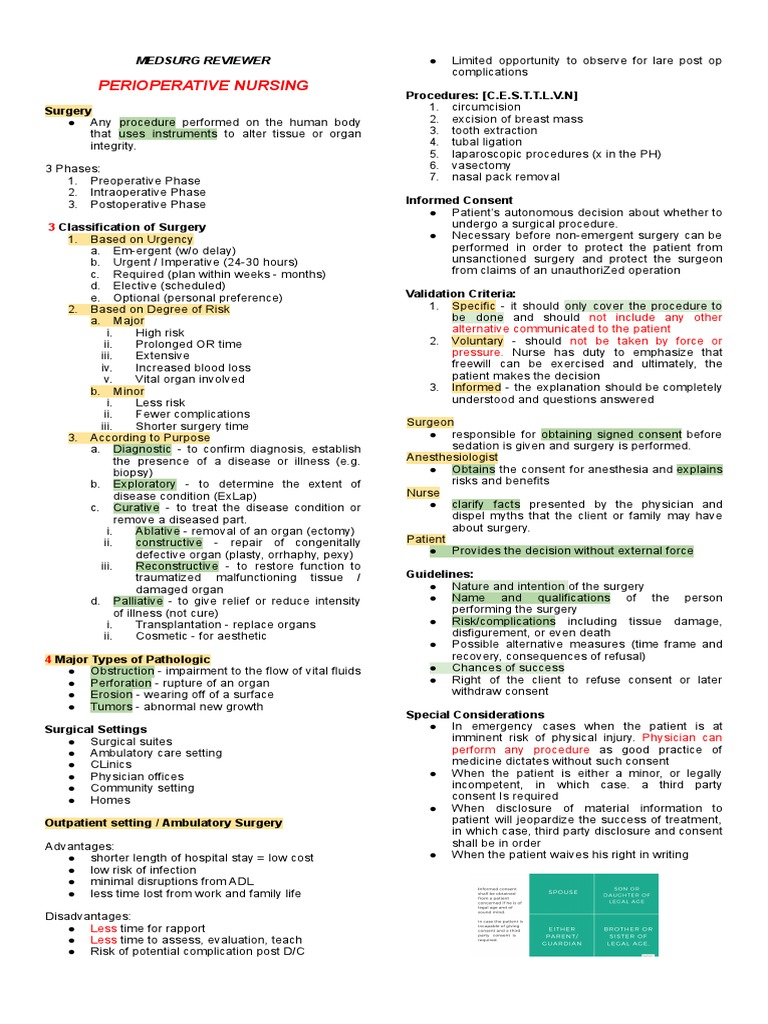 Medsurg Reviewer | PDF | Surgery | Anesthesia