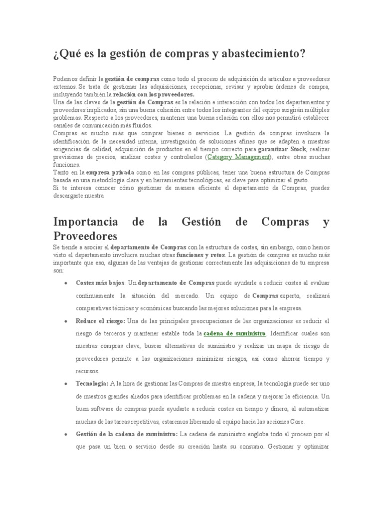 Gestión de Compras y Abastecimiento | PDF | Logística | Business