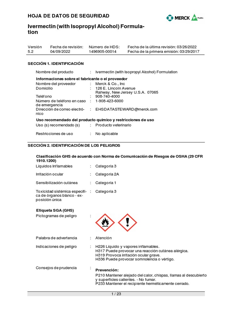 Product - Safety-Data-Sheets - Ah-Sds - Ivermectin (With Isopropyl ...