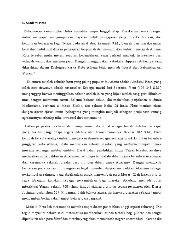 Sejarah Akademi Plato di Athena | PDF | Klasik