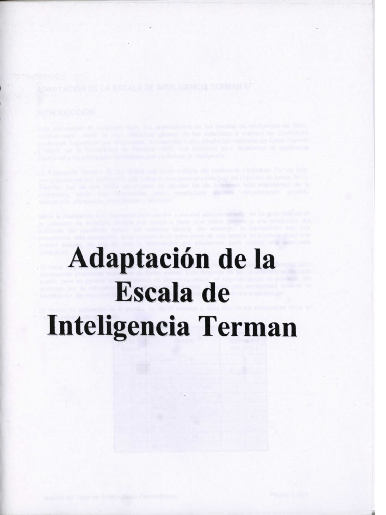 Terman Merril-Test | Descargar gratis PDF | Inteligencia | Aprendizaje