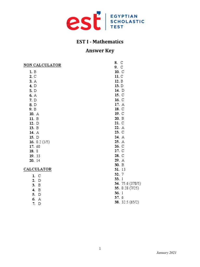 EST I - Math - June 2021 - AK | PDF