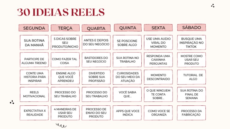 30 Ideias de Reels | PDF