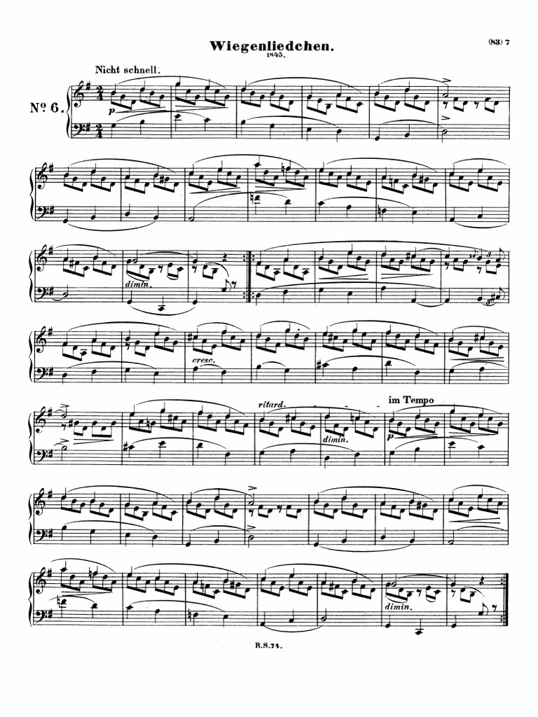 Schumann, Robert Petite Berceuse Op124 | PDF