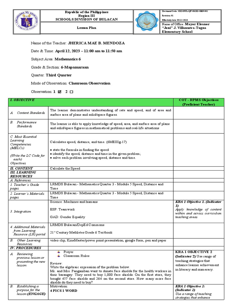 Dlp-Math 6 - Speed | PDF | Learning | Thought