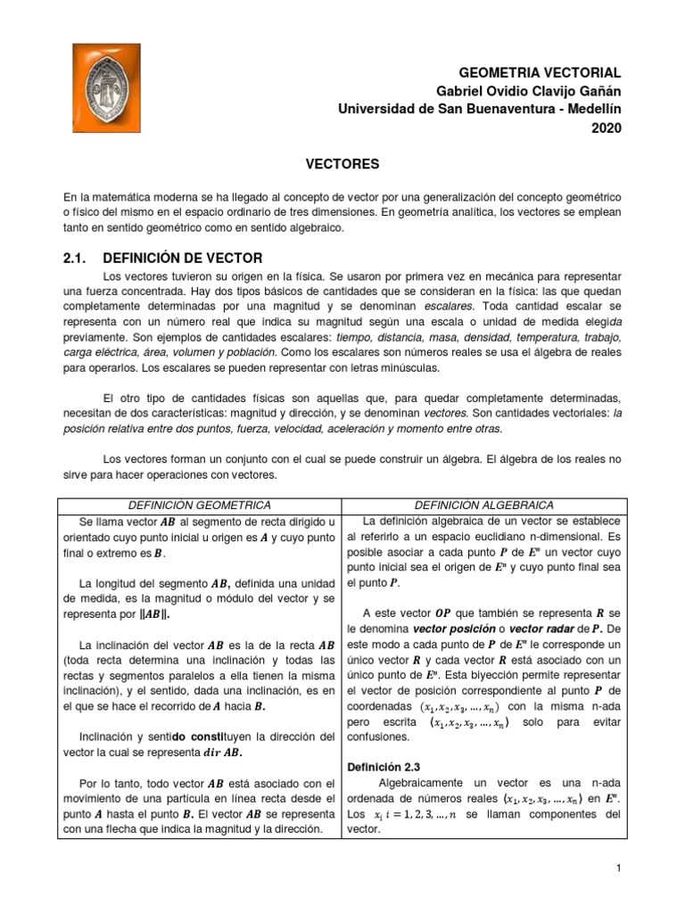 MODULO 2 Vectorial-1 | PDF | Espacio vectorial | Vector Euclidiano