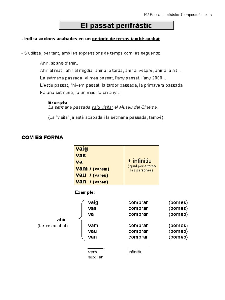 U7. Passat Perifràstic. TEO + ACT | PDF