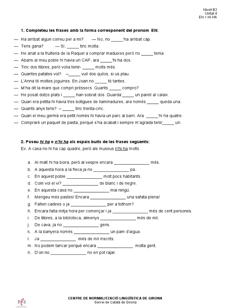 U4. en + Hi Ha-n'Hi Ha Act | PDF