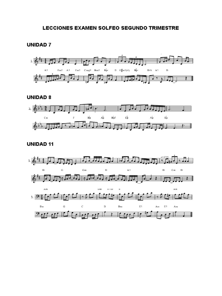 LECCIONES EXAMEN SOLFEO 3 Curso | PDF