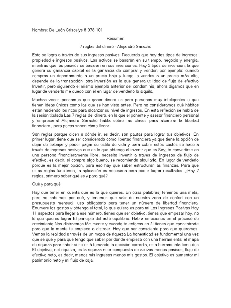 Resumen de Las 7 Reglas | PDF | Inversiones | Ciencias económicas
