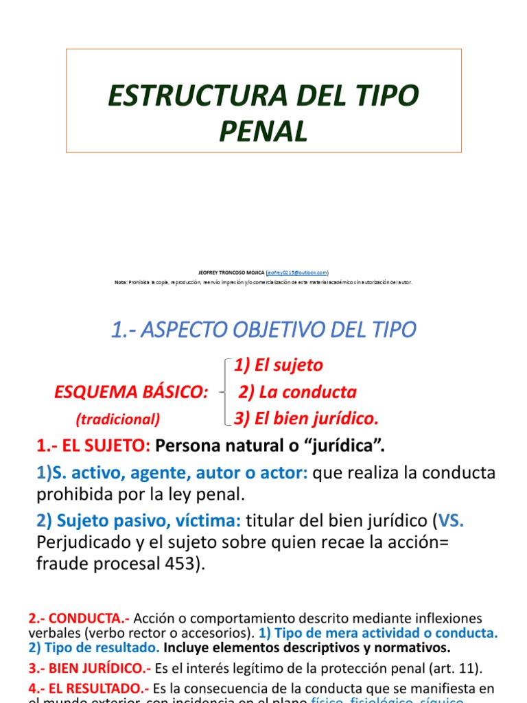 1.estructura de Los Tipos Penales | PDF | Intención (Derecho Penal ...