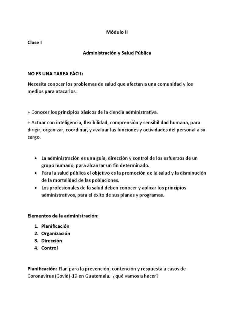 Administración y Salud Pública - Clase 1 - M2 - APsrI | PDF ...