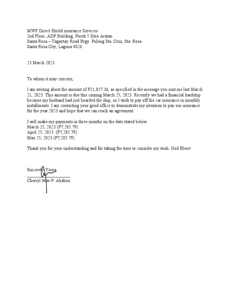 Requesting Letter | PDF | Finance & Money Management