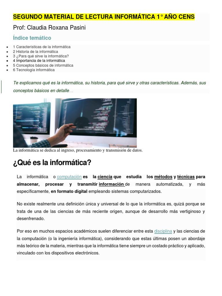 Segundo Material de Lectura Informática 1 - 230314 - 202251 | PDF ...