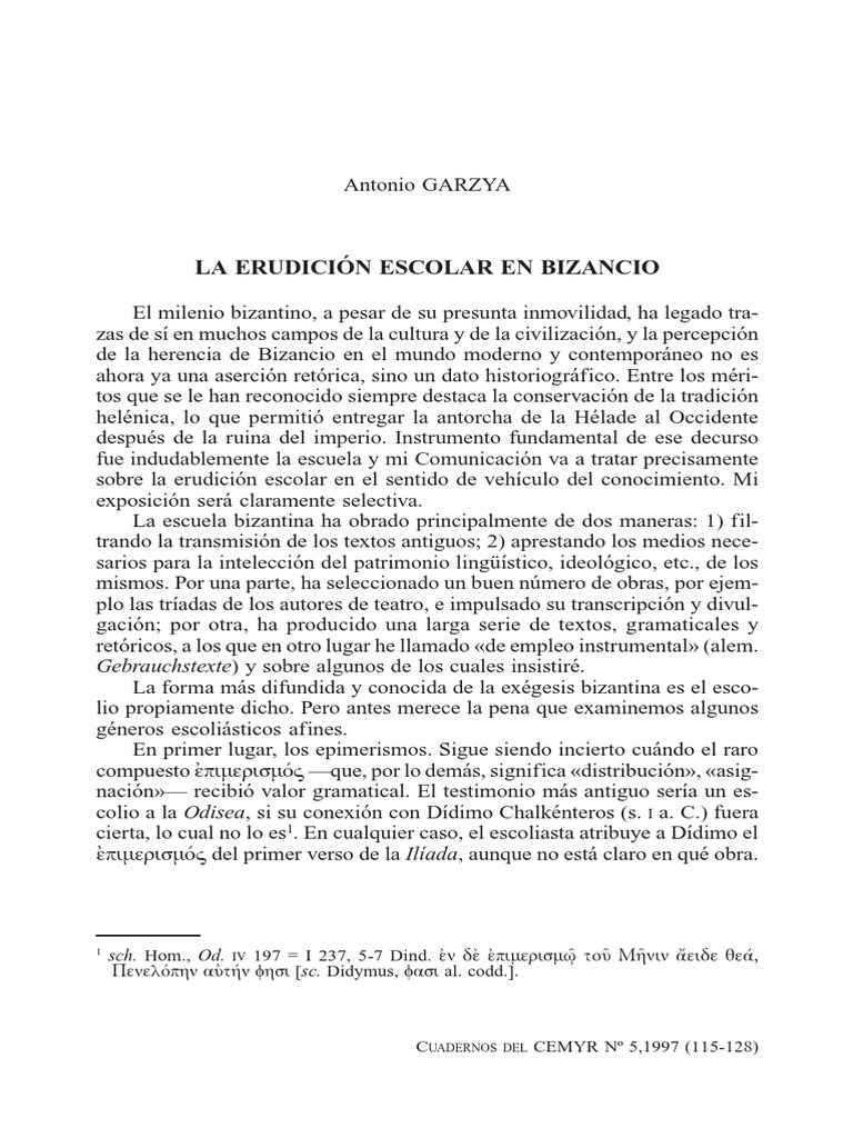 Erudición Escolar en Bizancio | PDF | Gramática | imperio Bizantino