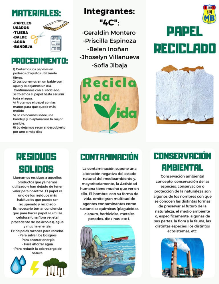 Papel Reciclado Triptico... | PDF | Contaminación | Papel Papel Reciclado Triptico... | PDF | Contaminación | Papel