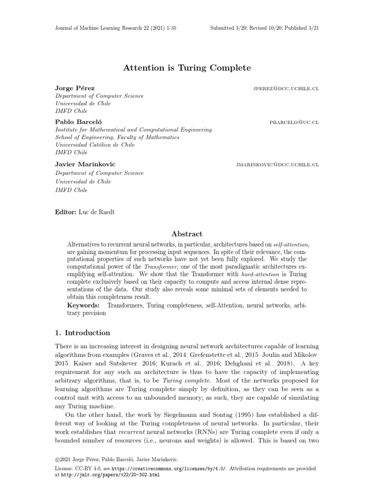Attention Is Turing Complete | Download Free PDF | Artificial Neural Network | Algorithms