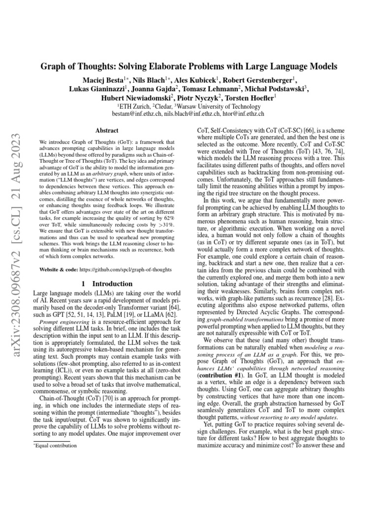 Graph of Thoughts: Solving Elaborate Problems With Large Language Models | PDF | Vertex (Graph ...