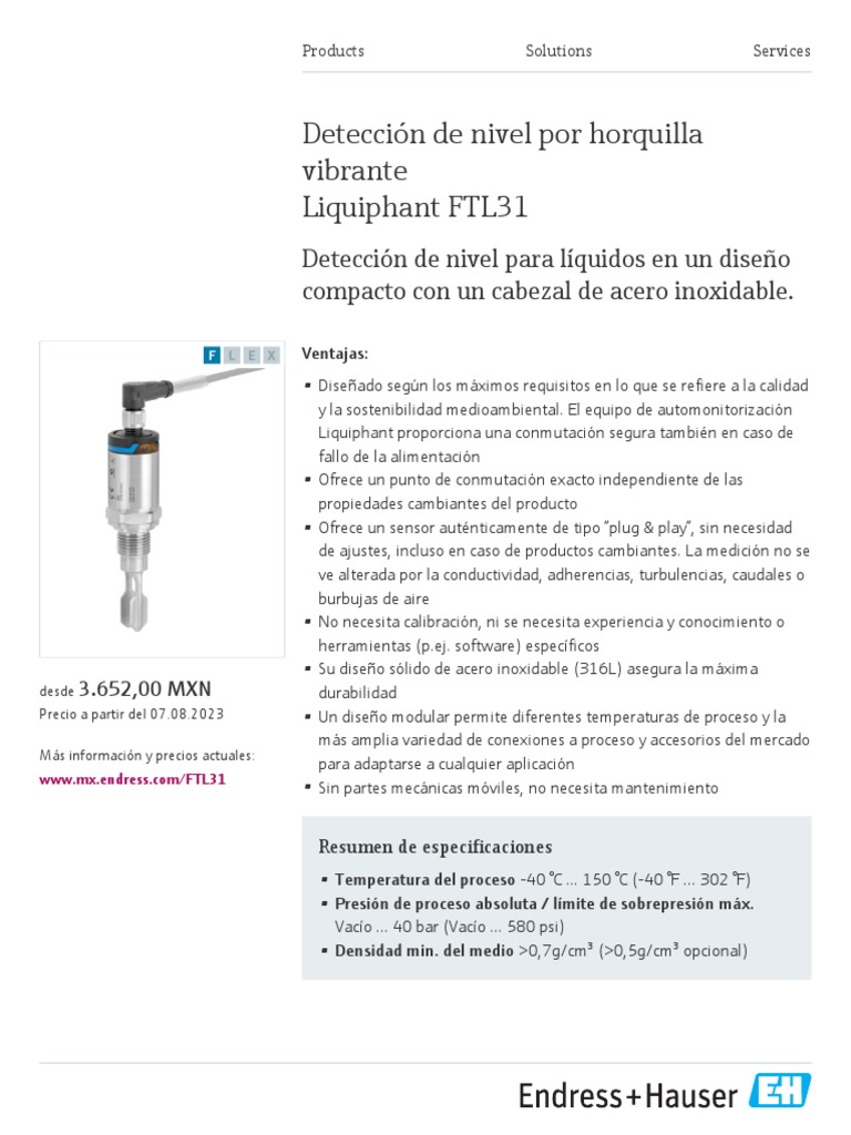 Endress-Hauser Liquiphant FTL31 ES | PDF