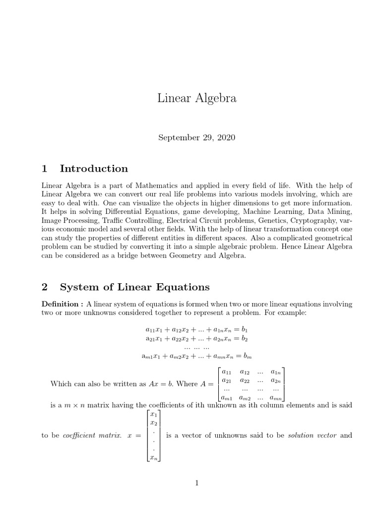 Applied Linerar Algebra Final | PDF | Mathematical Relations | Algebra