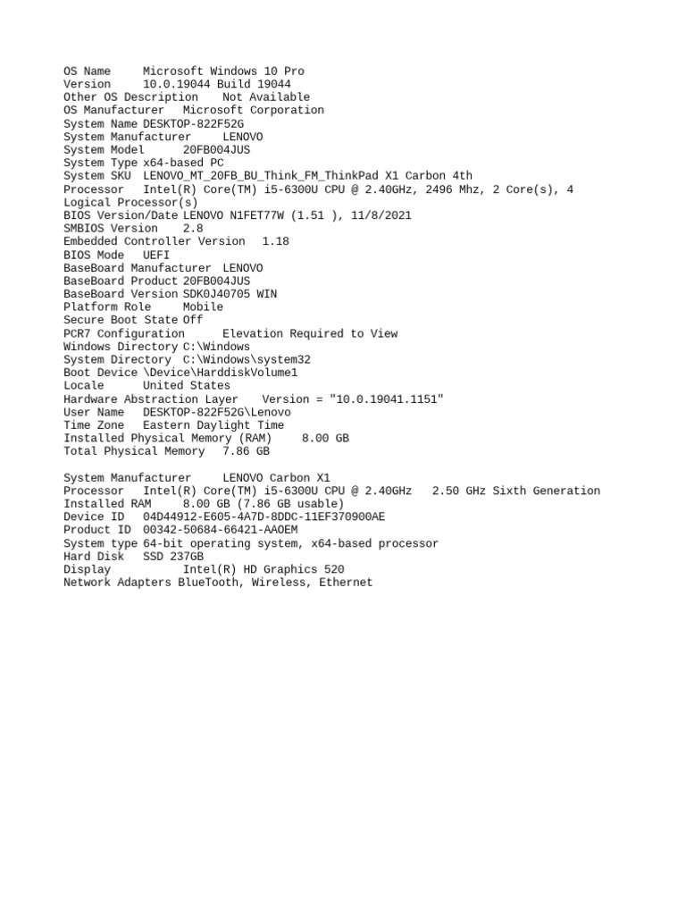 Systeminfo | PDF