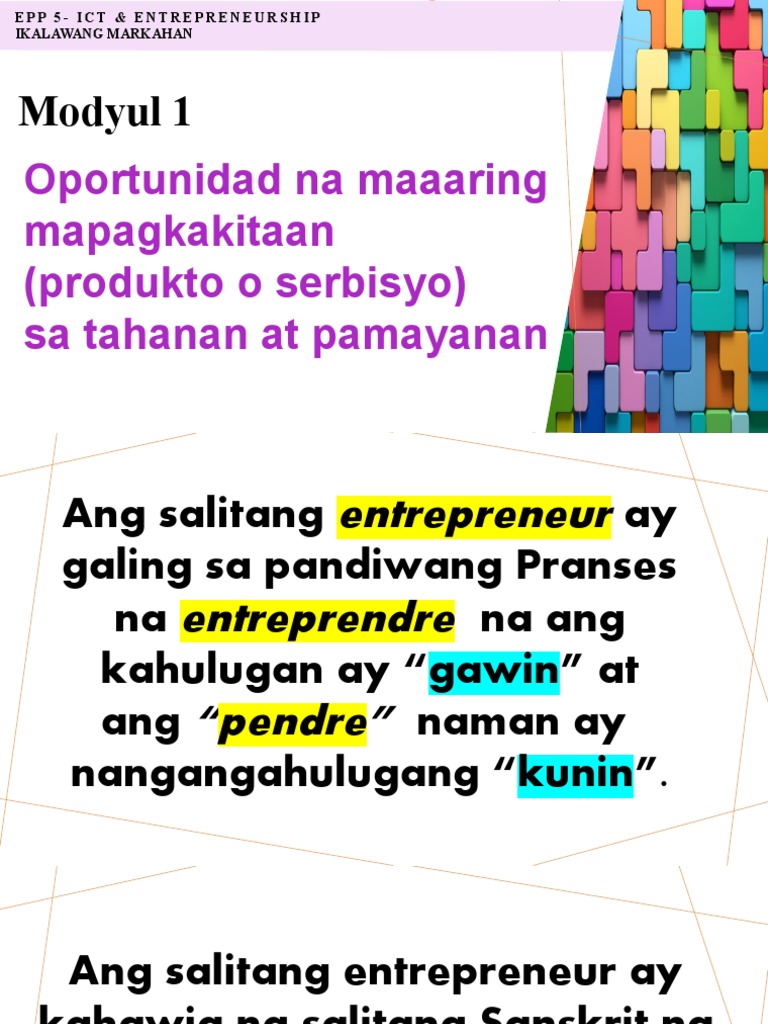 Grade 5 EPP-Ict & Entrepreneurship-Oportunidad Na Maaaring ...