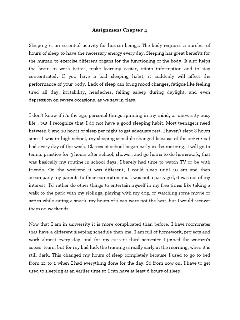 Assignment Chapter 4 | PDF | Sleep | Psychology