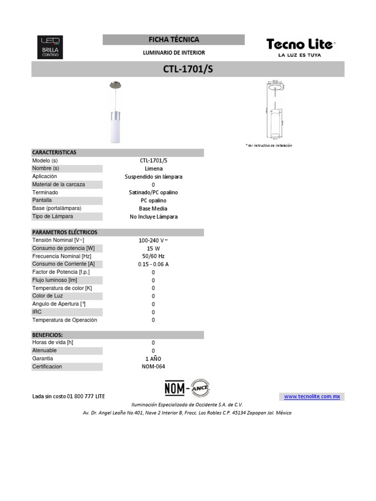 CTL 1701 S Ficha Tecnica | PDF