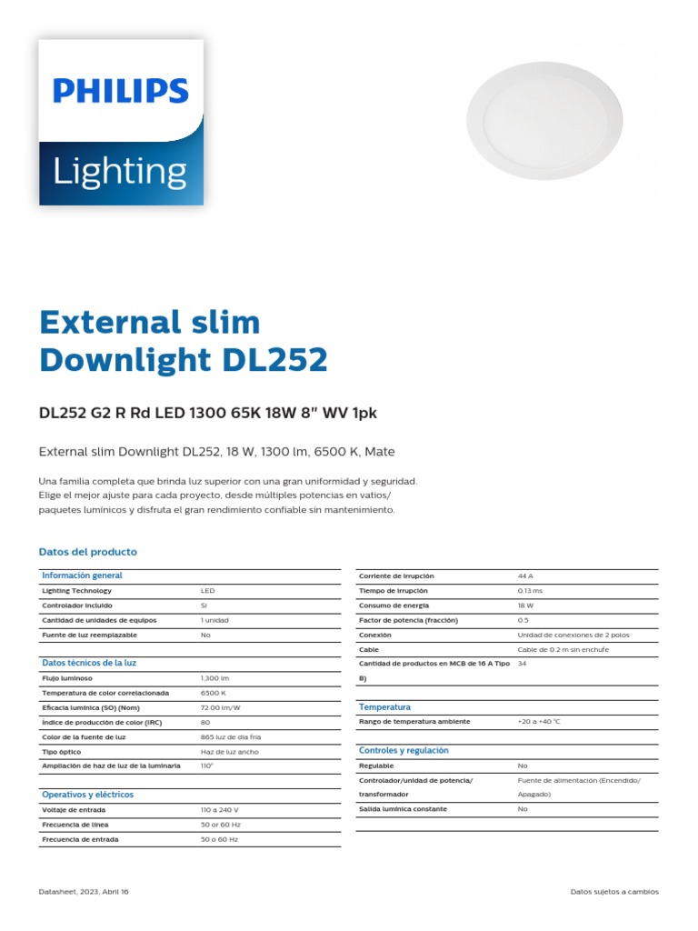 Downlight LED DL252: Luz Eficiente | PDF | Diodo emisor de luz | Fuente ...