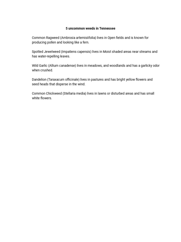 Tennessee's Uncommon Weeds Guide | PDF | Science & Mathematics