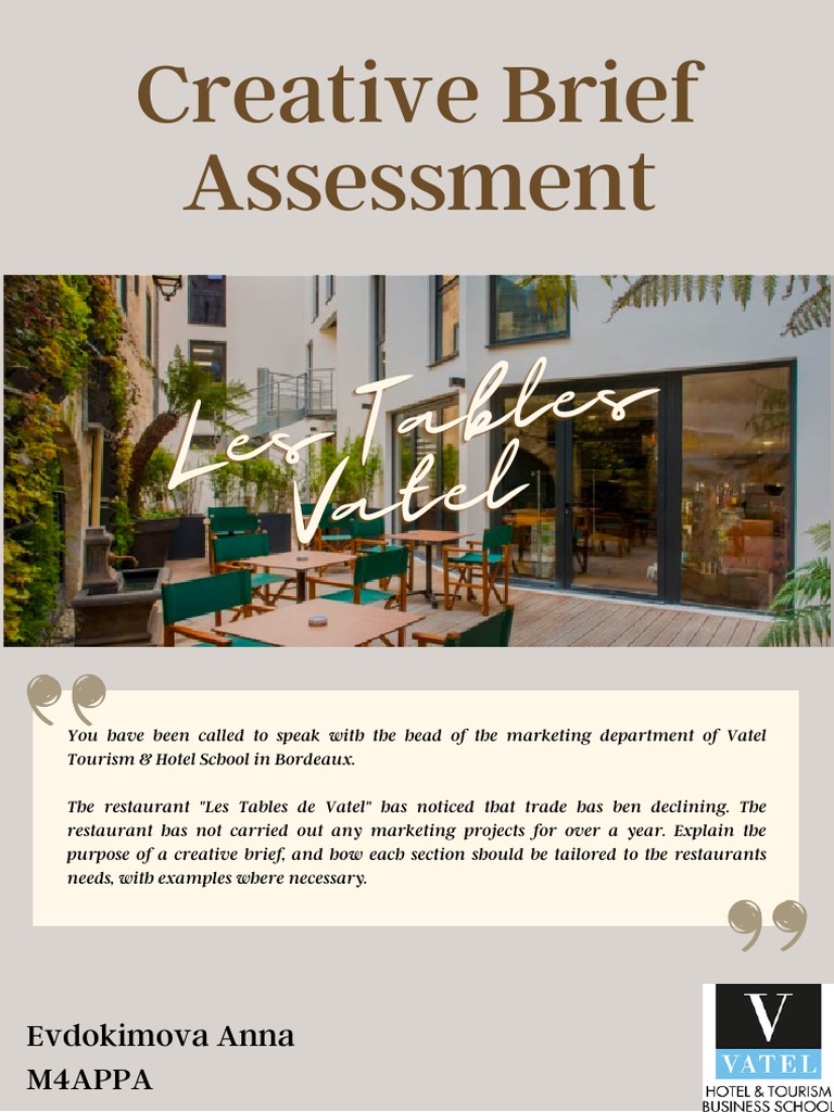 Creative Brief Assessment | PDF | Restaurants | Waiting Staff