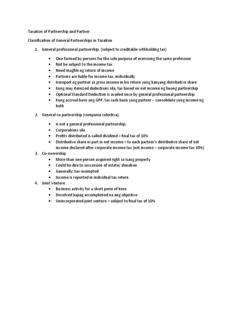 Taxation Guide for Partnerships and Partners | PDF