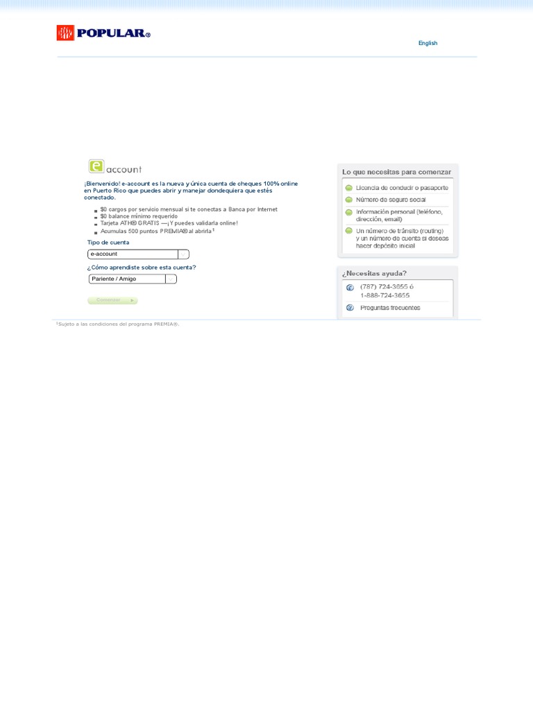 Banco Popular Abre Tu E-Account | PDF