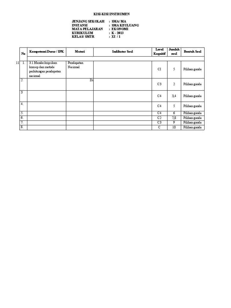 Eko Soal Hots Xi Ips Ganjil | PDF