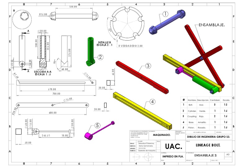 Plano de Ensamblaje 3. | PDF | Dibujo técnico | Dibujo