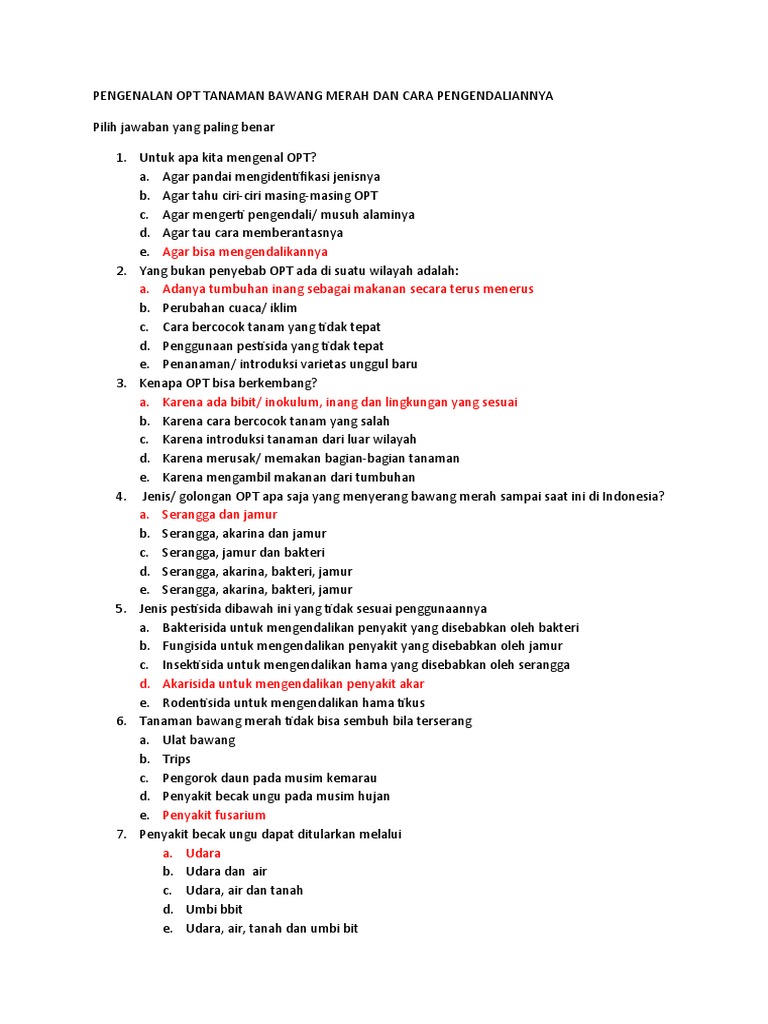 Pengendalian OPT pada Tanaman Bawang Merah | PDF