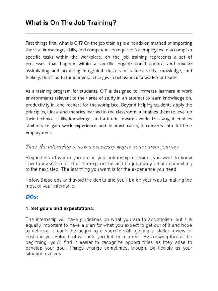 What Is On The Job Training | PDF | Job Hunting | Internship