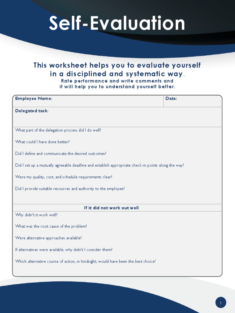 Worksheet Self Evaluation | PDF