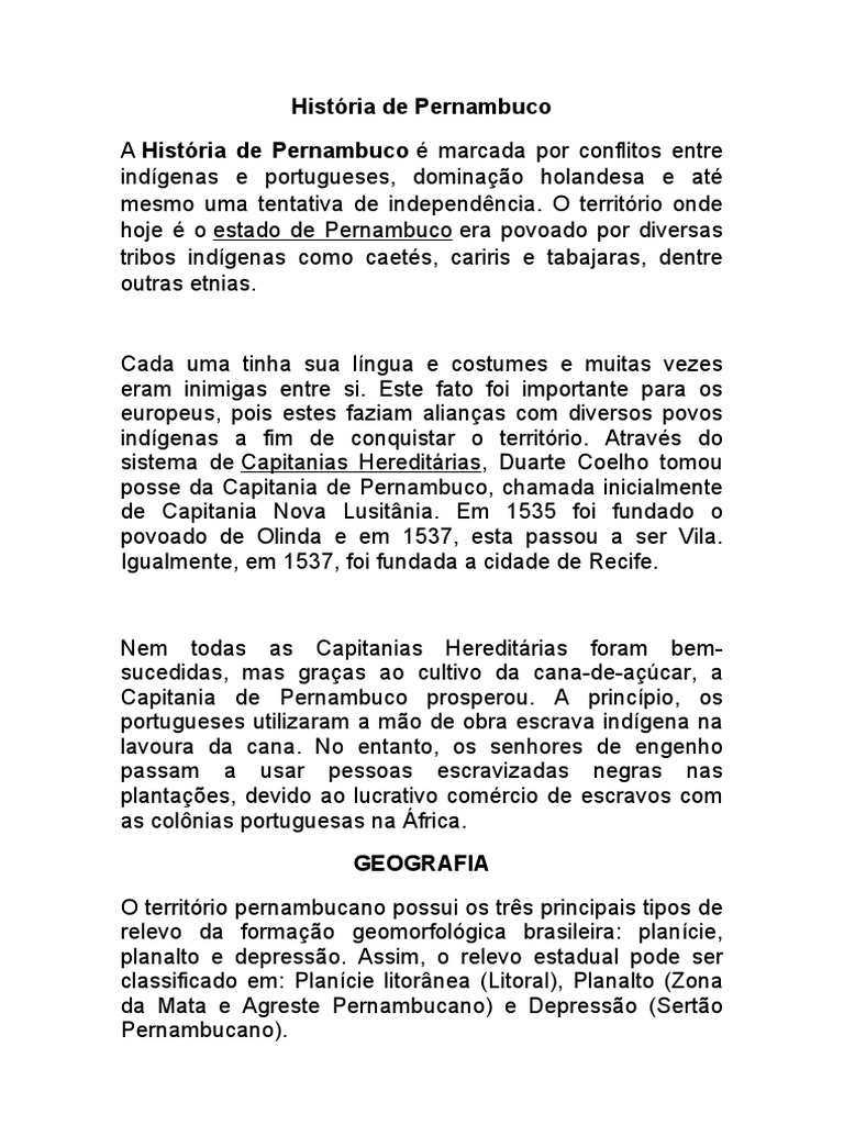 História de Pernambuco | PDF | Brasil