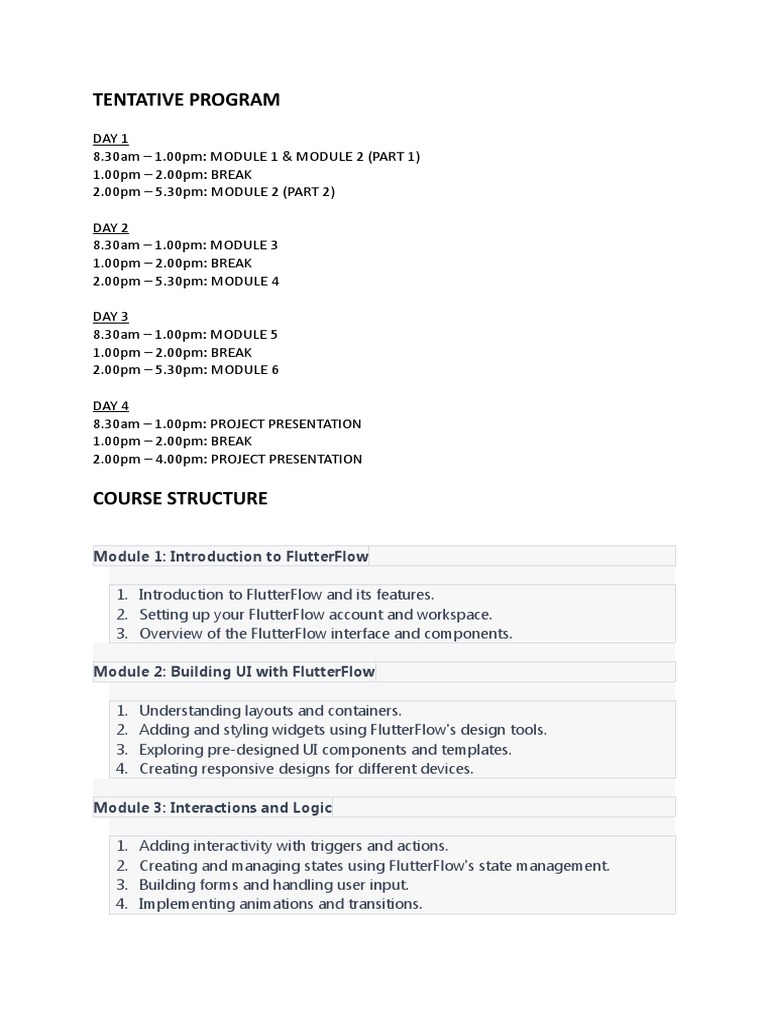 Tentative Program & Course Structure | PDF | Art | Technology & Engineering