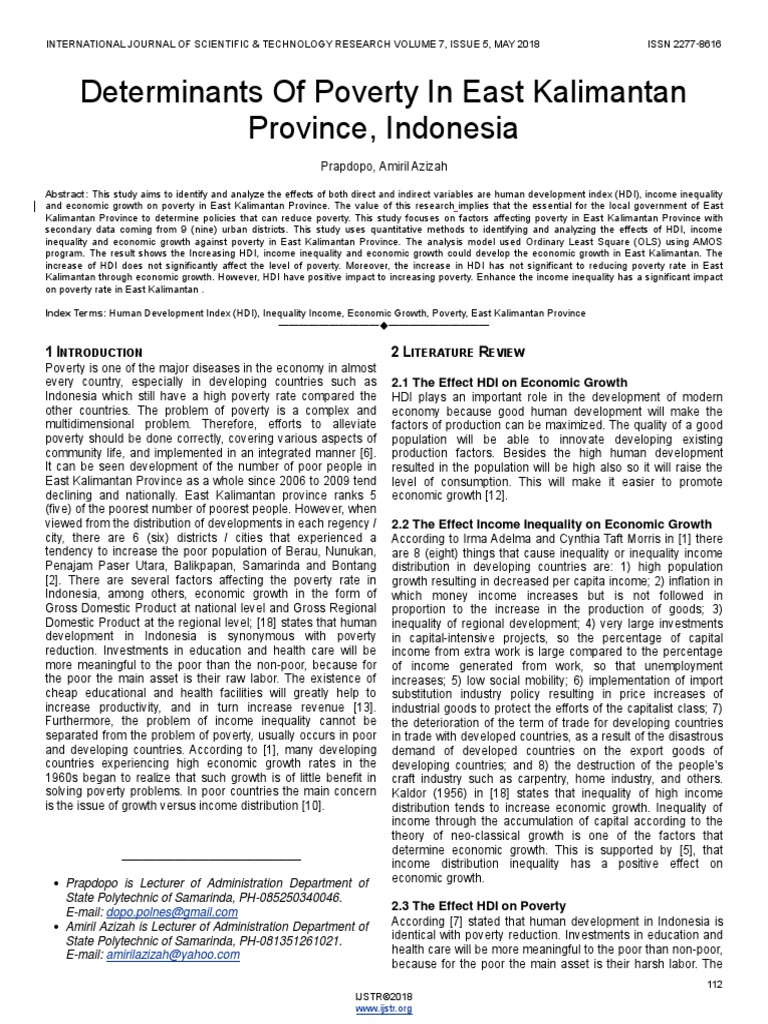 Determinants of Poverty in East Kalimantan Province Indonesia | PDF ... Determinants of Poverty in East Kalimantan Province Indonesia | PDF ...