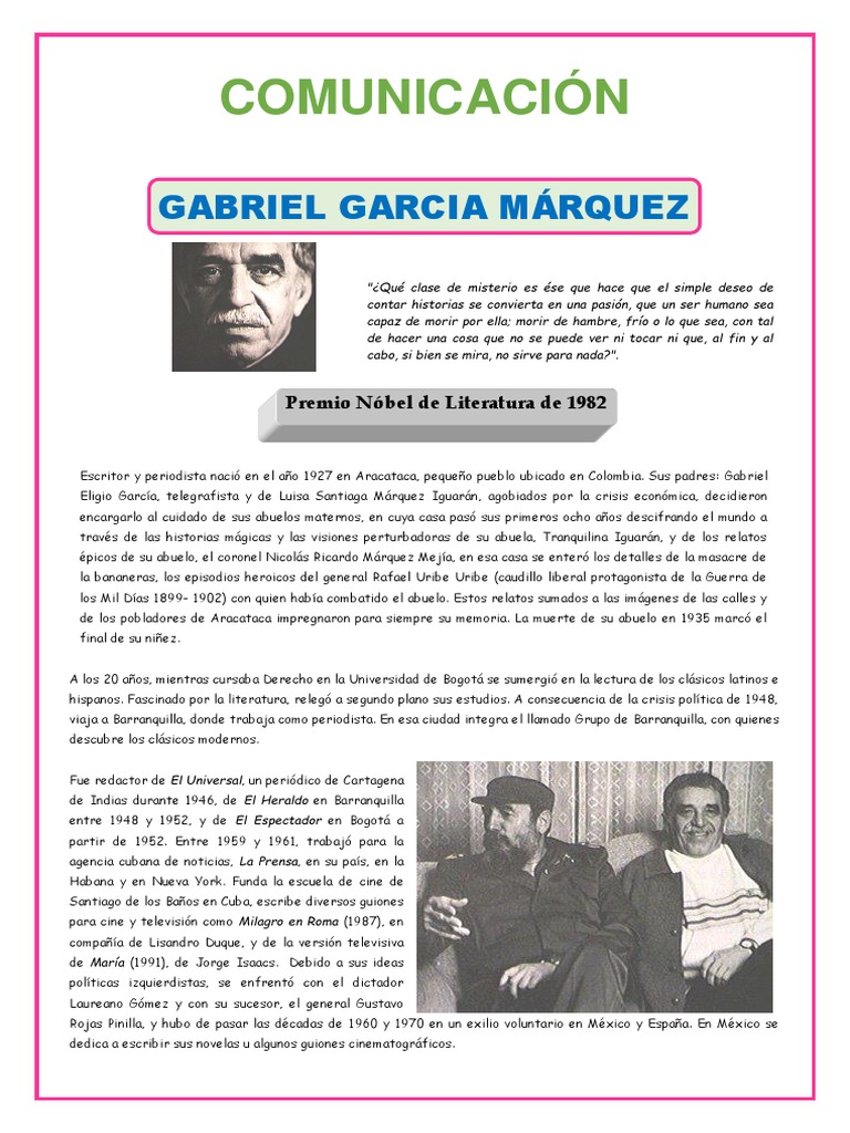 Biografía de Gabriel Garcia Marquez | PDF | Gabriel García Márquez