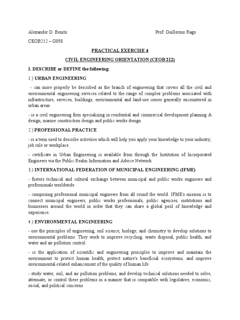 Practical Exercise 4 (Ceob212-G098) - Benito | PDF | Metro Manila | Engineering