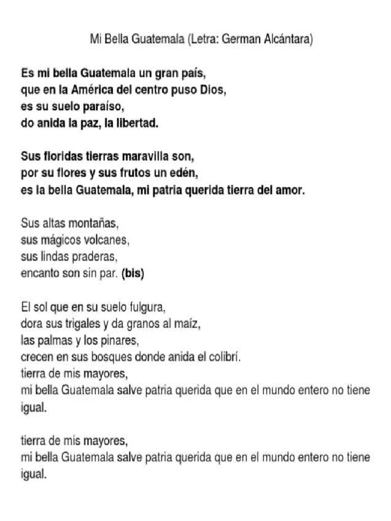 Mi Bella Guatemala Letra | PDF