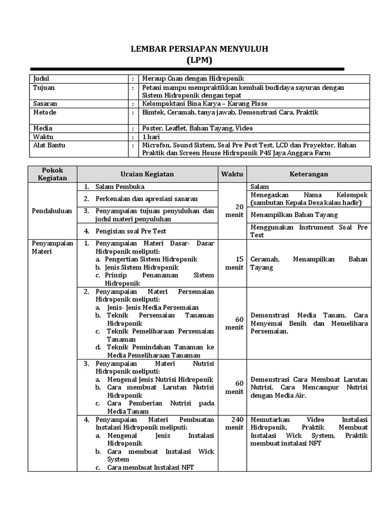 Contoh LPM Bimtek | PDF